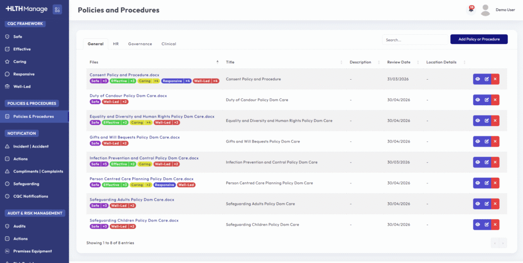 CQC Compliance and E-Learning Software | HLTH Manage
